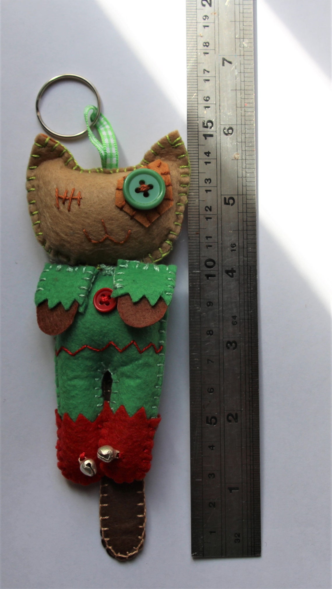 Christmas Elf Keychain Cat Handmade Hand Stitched Gift Idea - Etsy