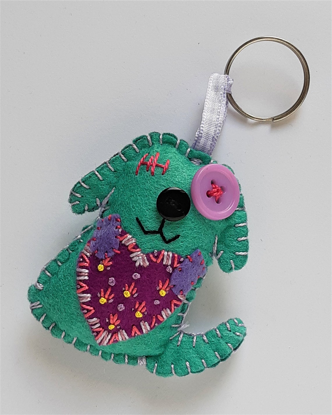 Dog Keychain Key Ring Handmade Puppy Pet Lovers Gift Idea Felt | Etsy