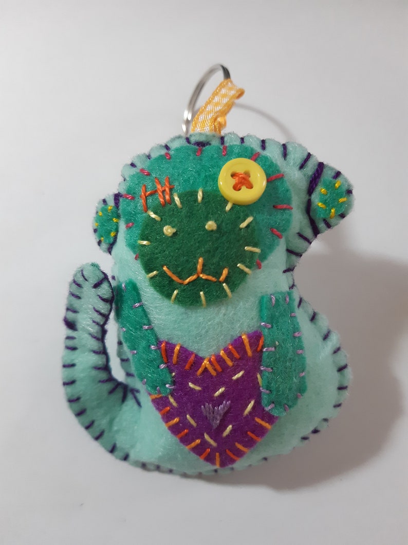 Monkey Key Chain Key Ring Hippo Handmade Wild Gift Idea Felt - Etsy