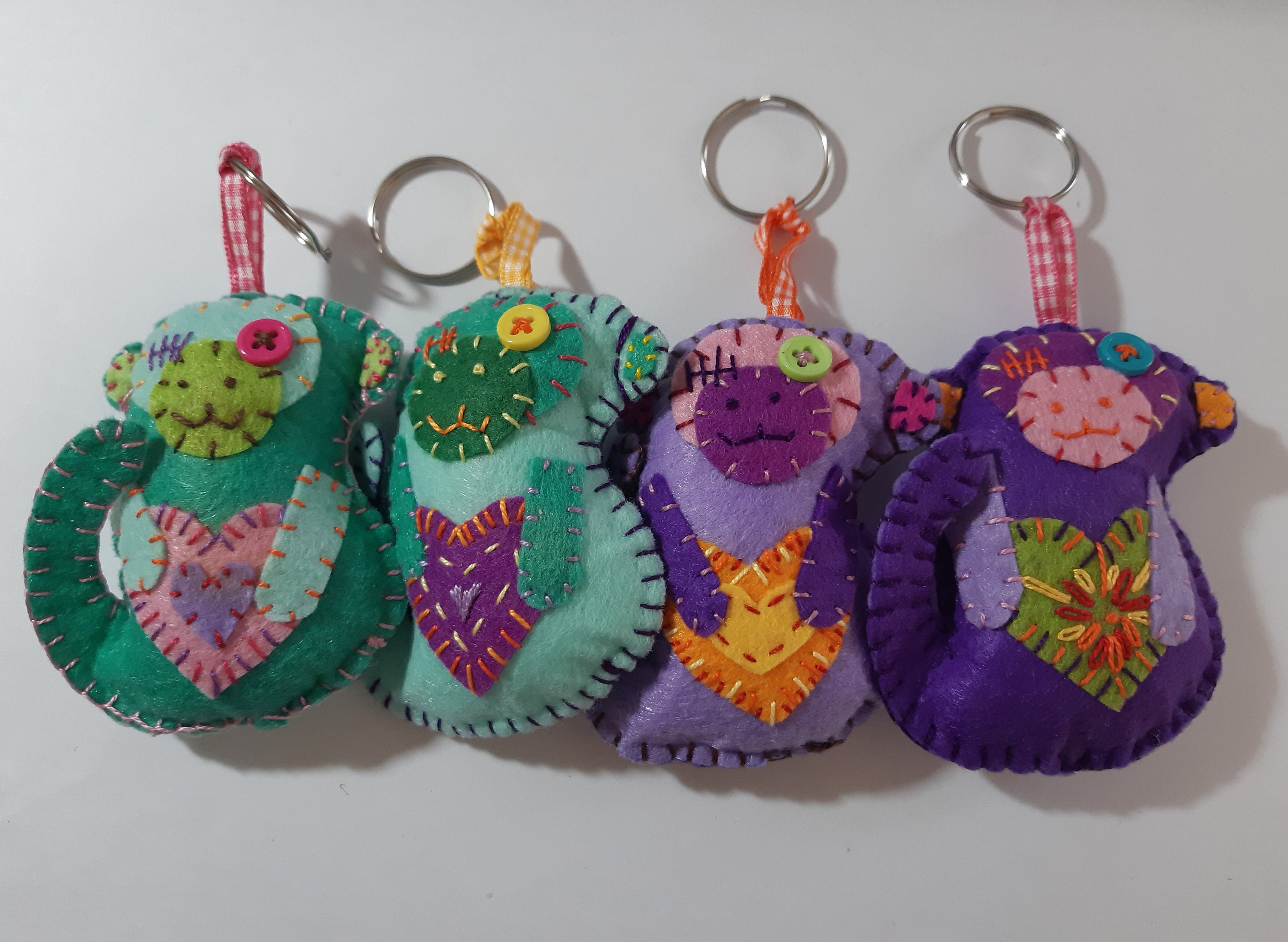 Monkey Key Chain Key Ring Hippo Handmade Wild Gift Idea Felt - Etsy