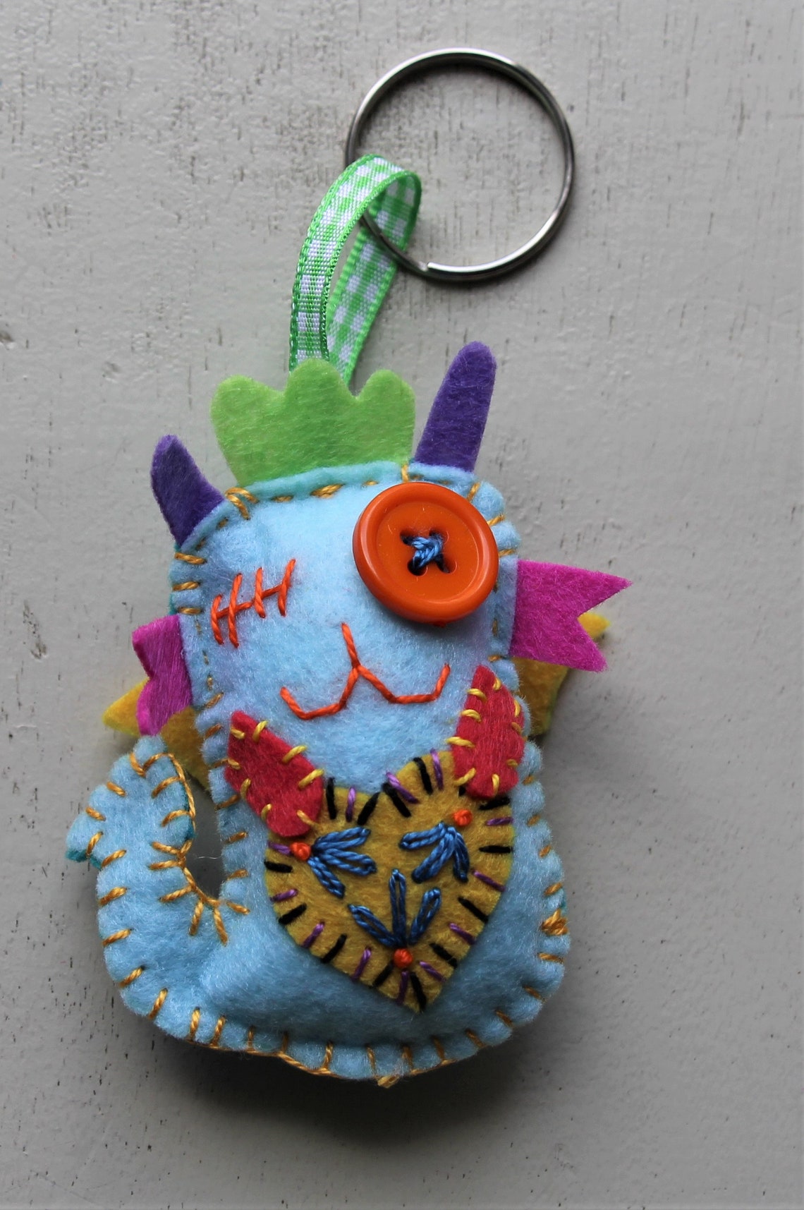 Dragon Keychain Felt Key Ring Dragon Gift Party Handmade Hand | Etsy