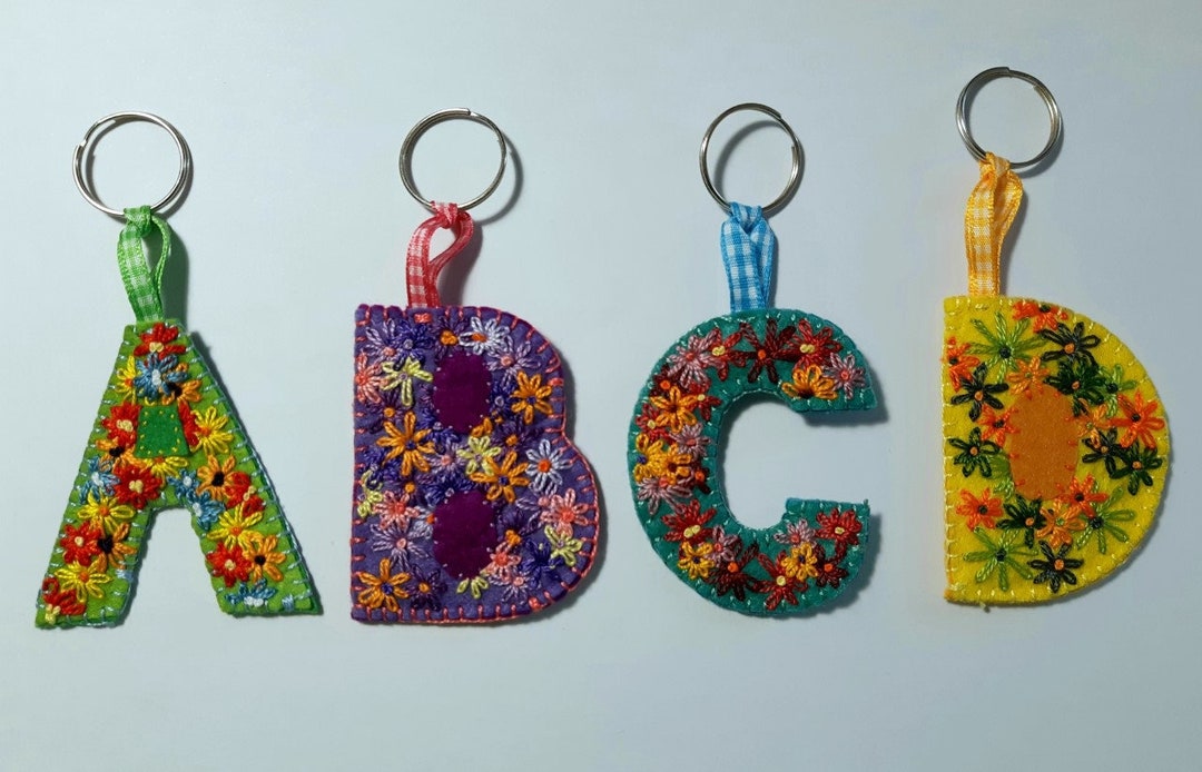 ALPHABET Letters Flora Flowers Key Chain Key Ring Handmade Bag - Etsy UK