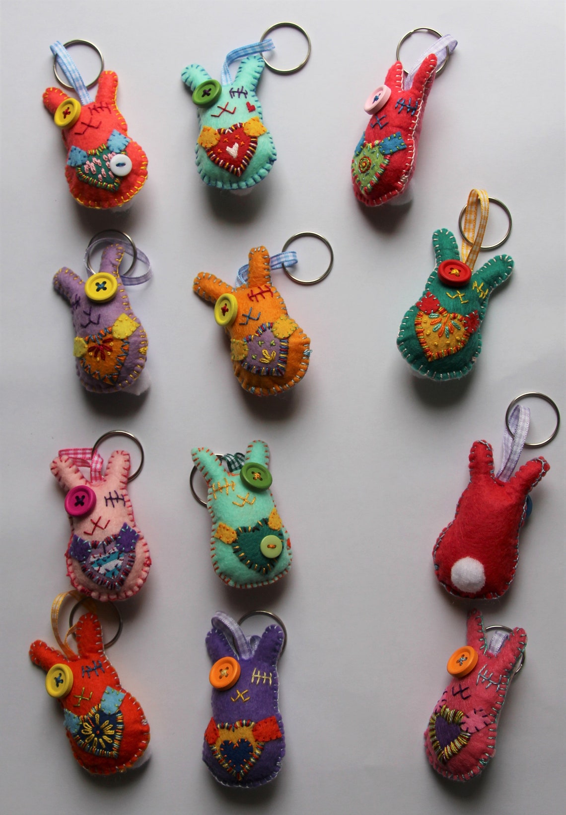 Rabbit Keychain Key Ring Bunny Handmade Pom Pom Tail Gift Idea - Etsy