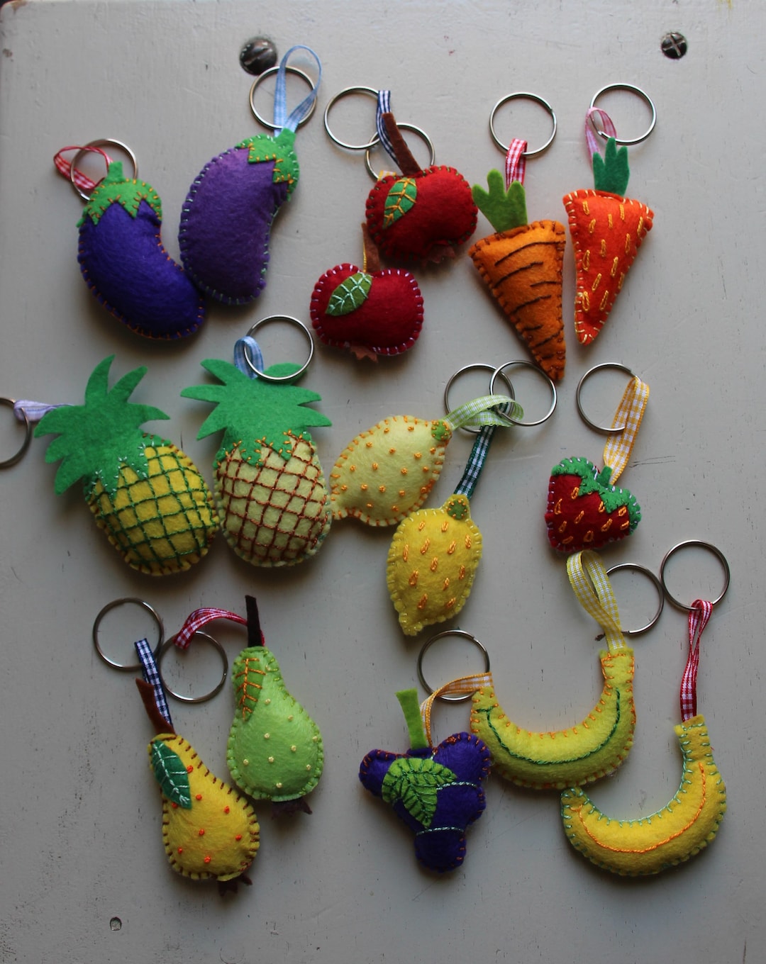 Veg Key Chain Key Ring Handmade Fruit Apple Banana Pear Lemon Grapes ...