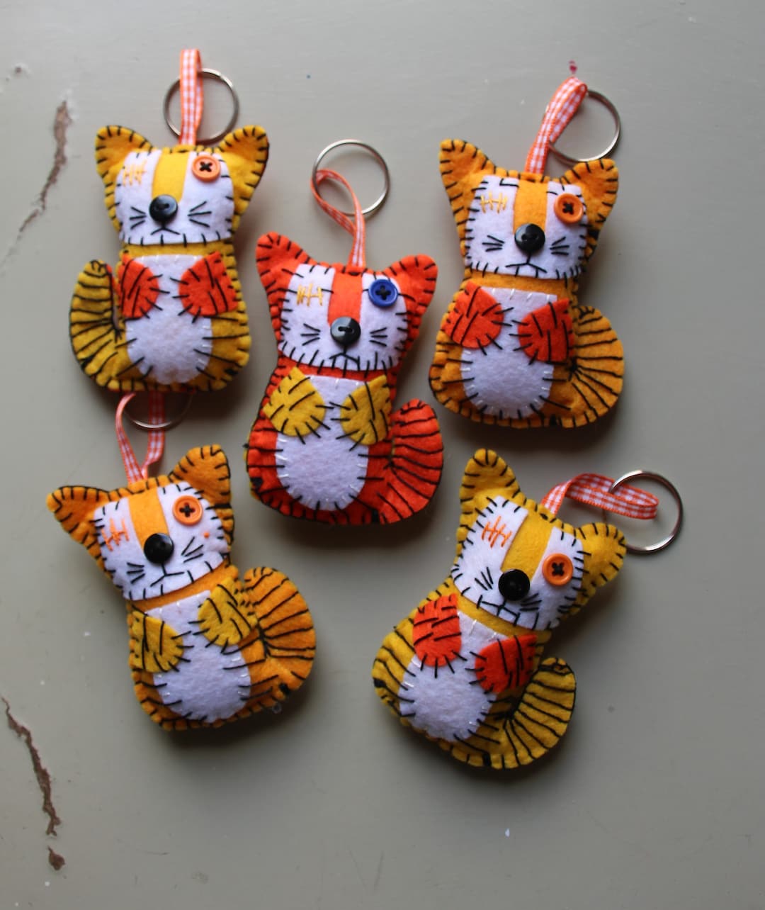 Handmade Felt Tiger Keychain: Orange Wild Cat Keyring - Etsy
