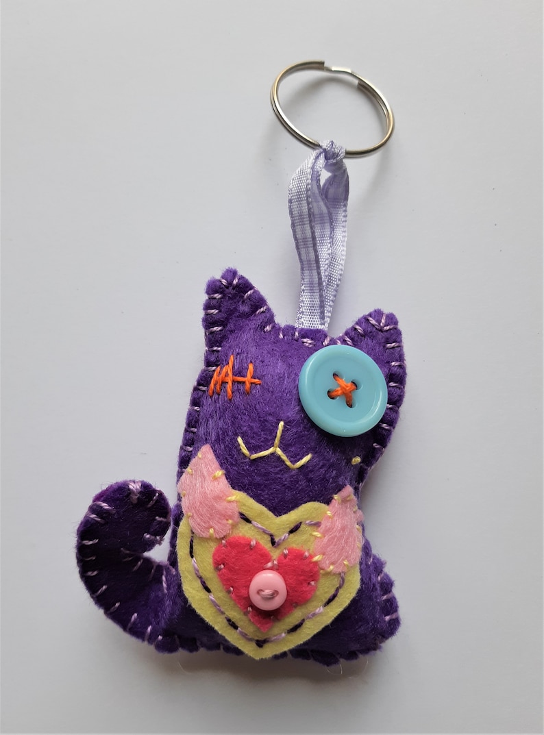 Cat Key Chain Key Ring Kitten Feline Gift Idea Felt Handmade - Etsy