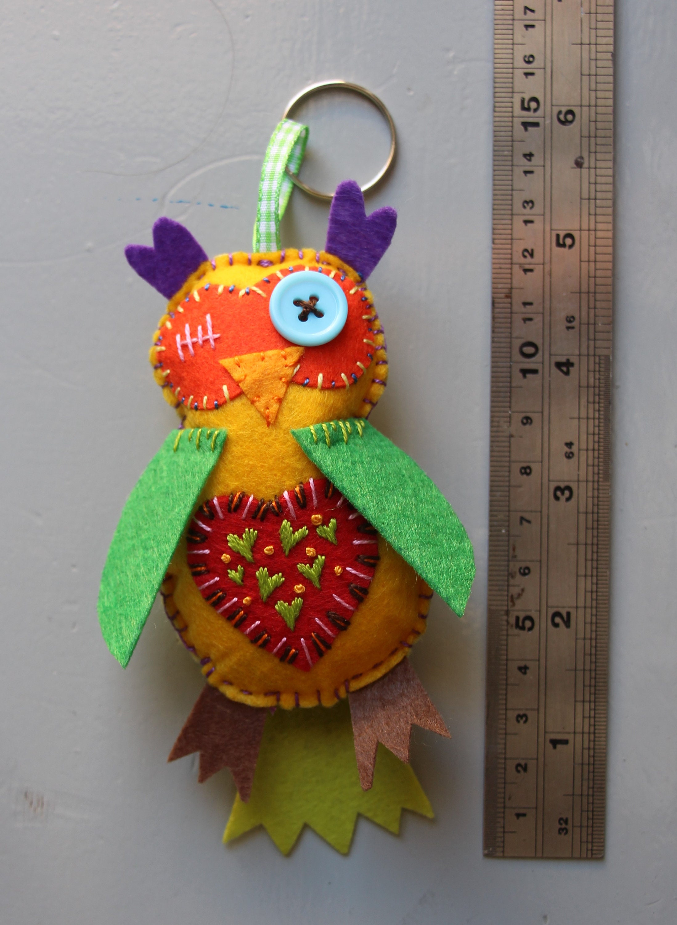 Owl Keychain Key Ring Handmade Night Bird Gift Idea Felt Hand | Etsy