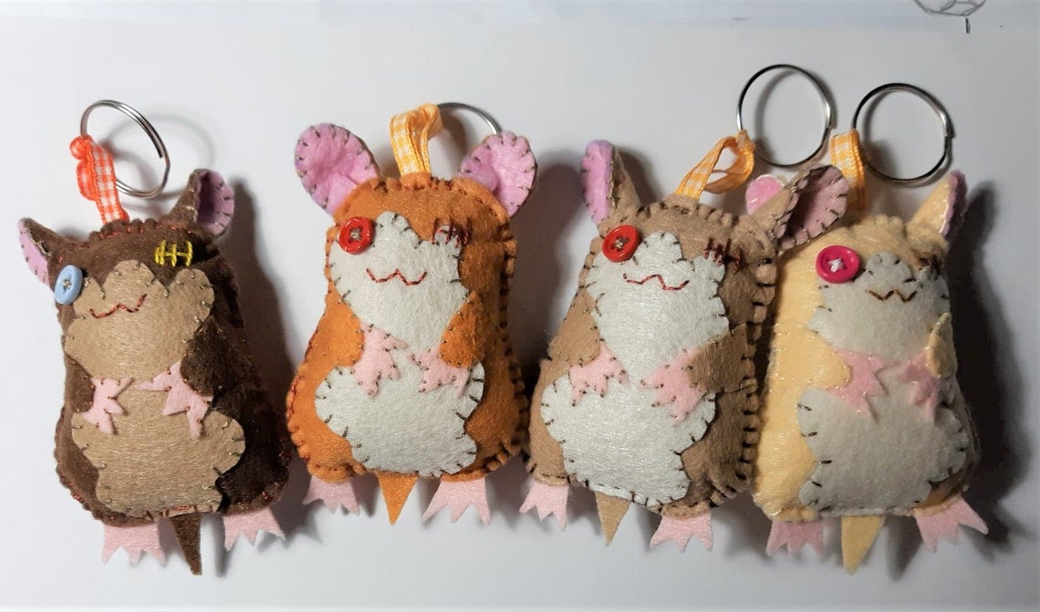 Hamster Keychain Key ring handmade pet animal gift idea Felt | Etsy