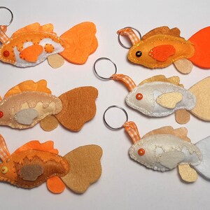 Goldfish Keychain Key Ring Handmade Bag Charm Pet Fish Gift Idea Felt ...