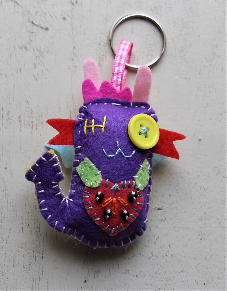 Dragon Keychain Felt Key Ring Dragon Gift Party Handmade Hand - Etsy