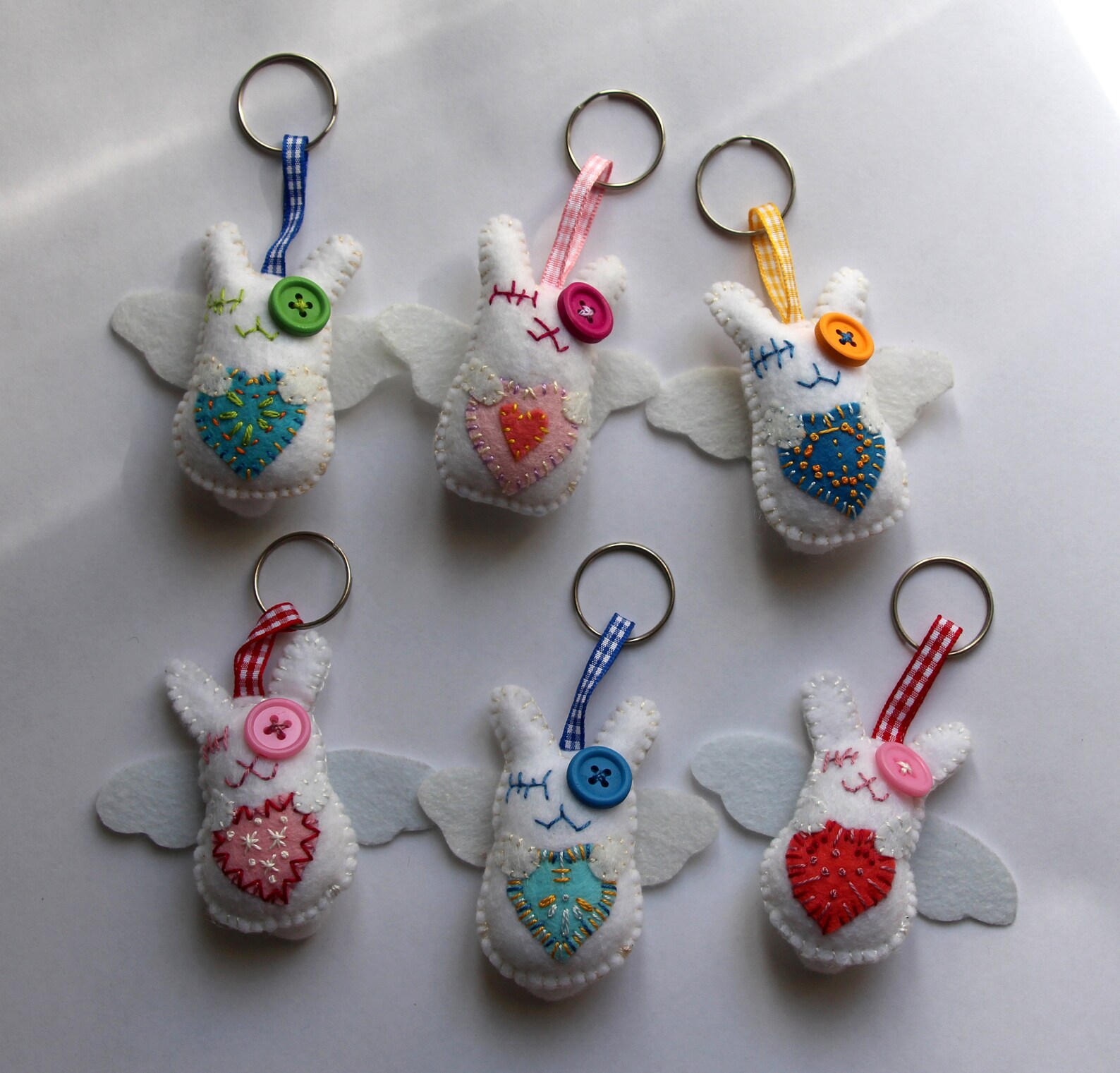 Angel Bunny Keychain Key Ring Handmade Rabbit Gift Idea Felt Party ...