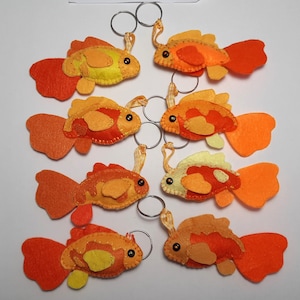 Goldfish Keychain Key Ring Handmade Bag Charm Pet Fish Gift Idea Felt ...