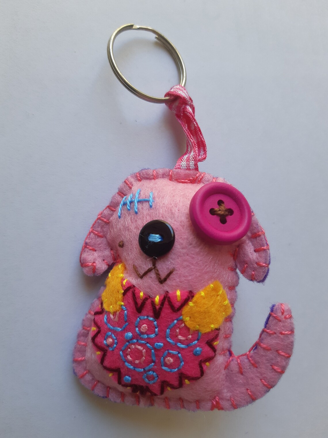 Dog Keychain Key Ring Handmade Puppy Pet Lovers Gift Idea Felt | Etsy