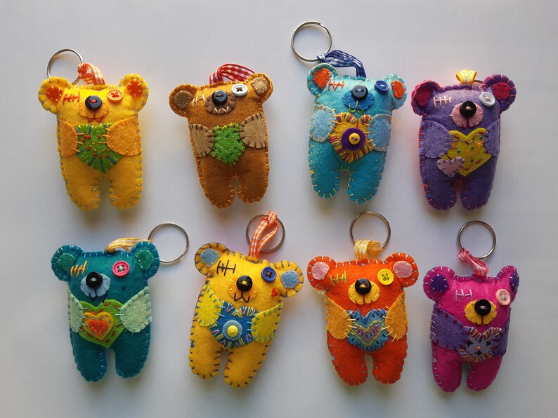 Colourful Bear Key Chain Key Ring Collectables Handmade Hand - Etsy UK