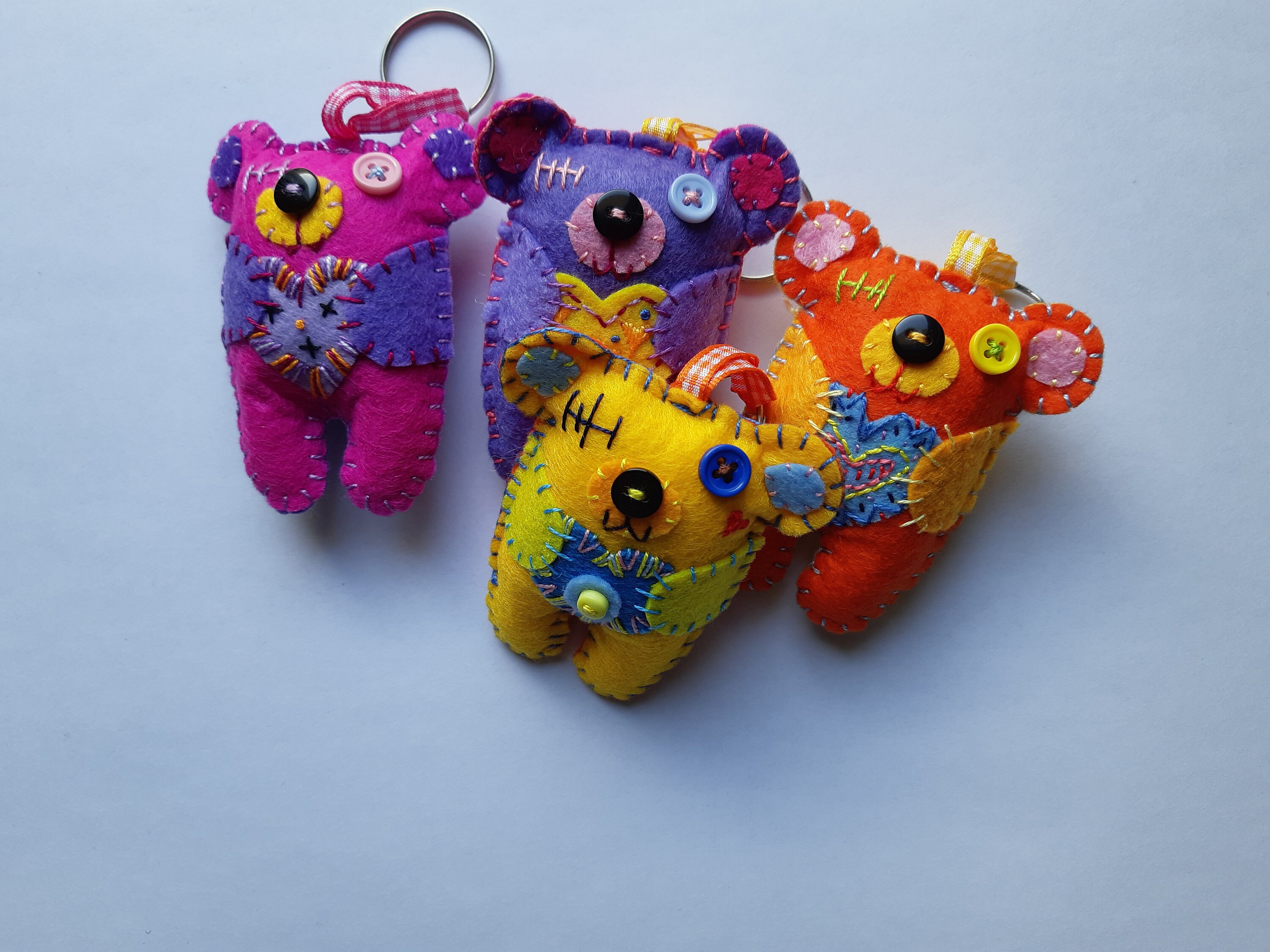 Colourful Bear Key Chain Key Ring Collectables Handmade Hand - Etsy UK