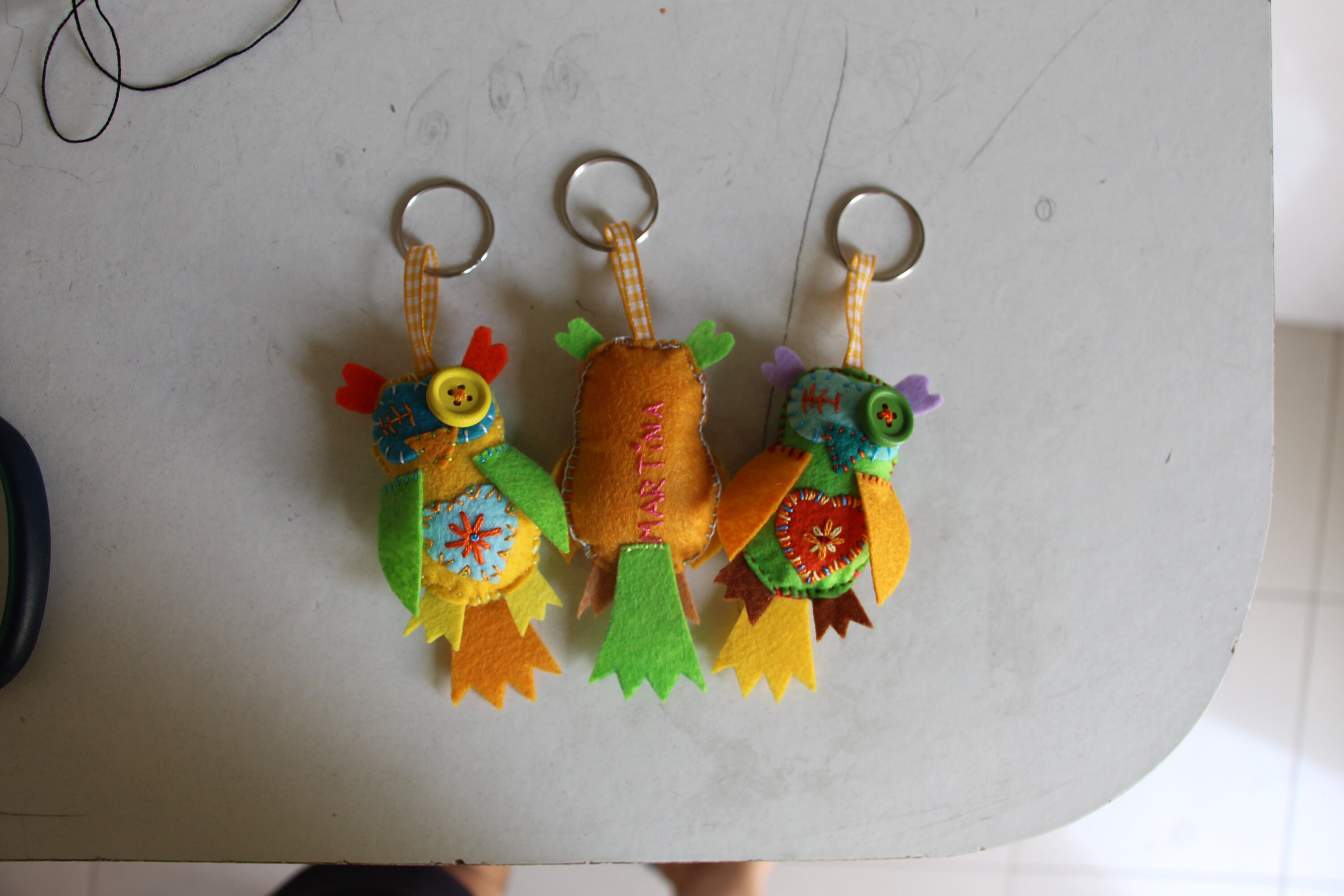 Owl Keychain Key Ring Handmade Night Bird Gift Idea Felt Hand | Etsy