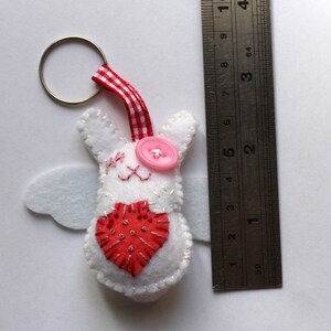Angel Bunny Keychain Key Ring Handmade Rabbit Gift Idea Felt Party ...