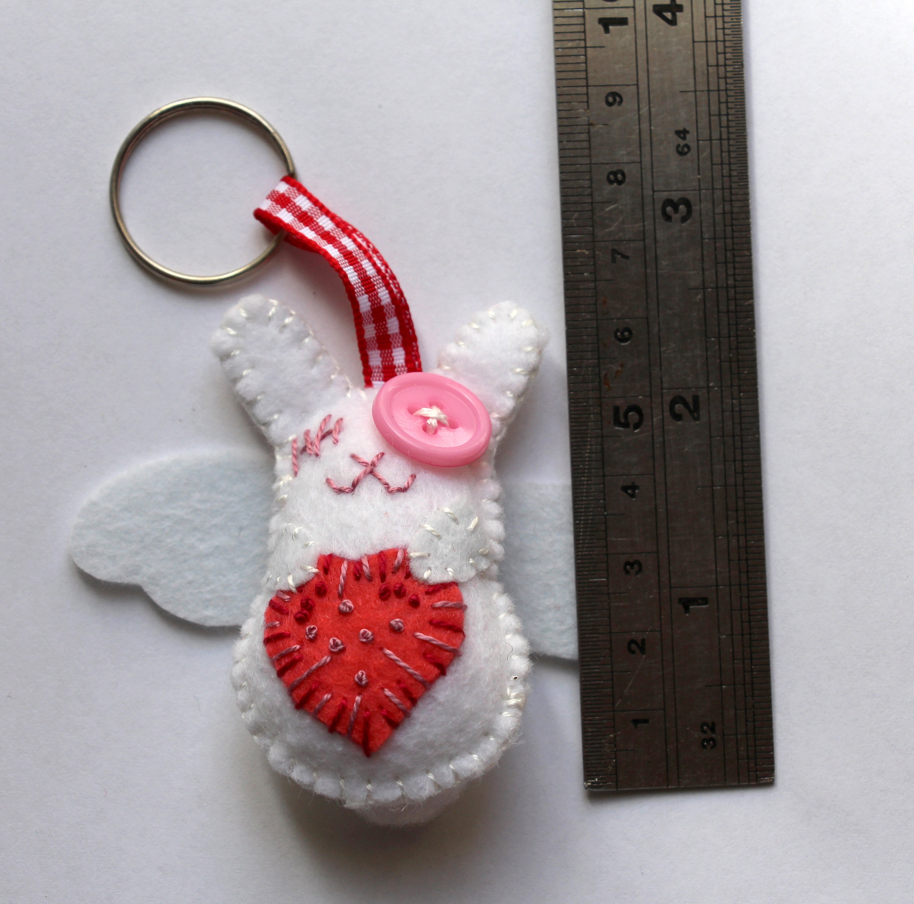 Angel Bunny Keychain Key Ring Handmade Rabbit Gift Idea Felt | Etsy