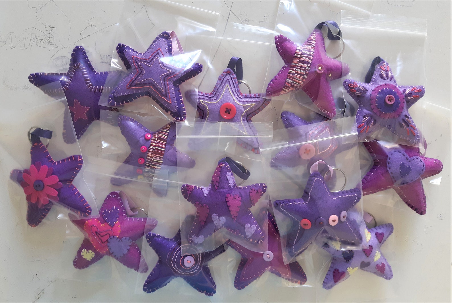 Star Keychain Key Ring Stars Handmade Hand Sewn Star Bag Charm - Etsy