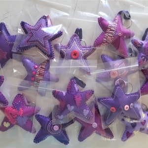 Star Keychain Key Ring Stars Handmade Hand Sewn Star Bag Charm ...