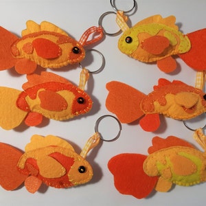 Goldfish Keychain Key Ring Handmade Bag Charm Pet Fish Gift Idea Felt ...