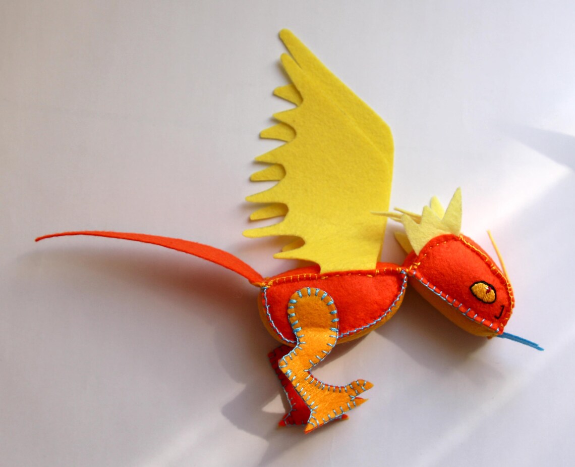 Dragon Soft Toy Stuffed Dragon 10 Inch Hand Made Colourful - Etsy