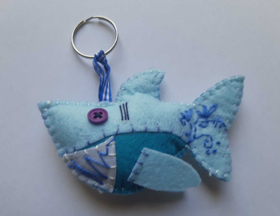 Sharks Handmade Hand stitched key chain sea fish creatures | Etsy