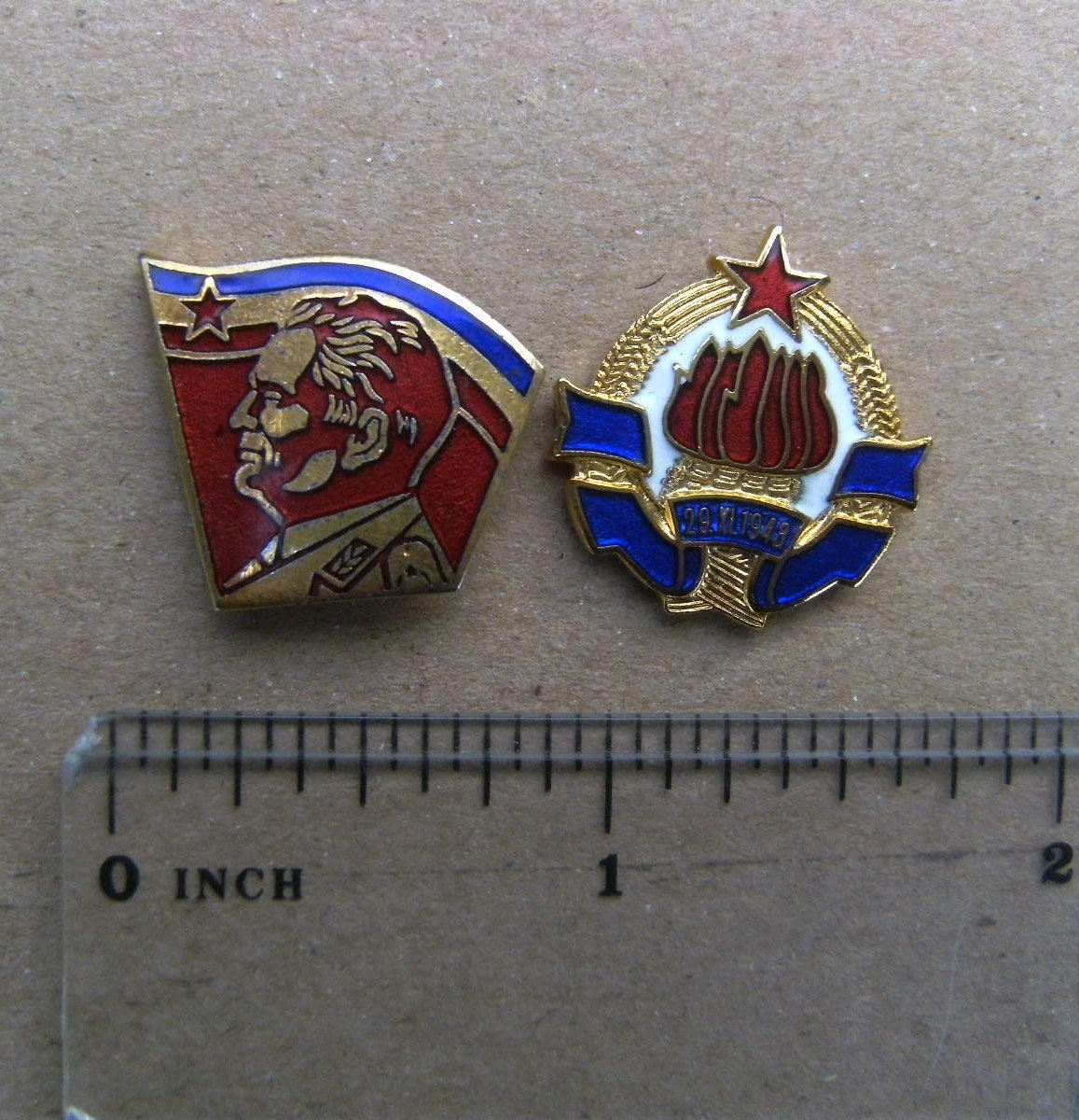TITO Leader of Yugoslavia & Coat of Arms Yugoslavia Vintage Enamel Pin ...