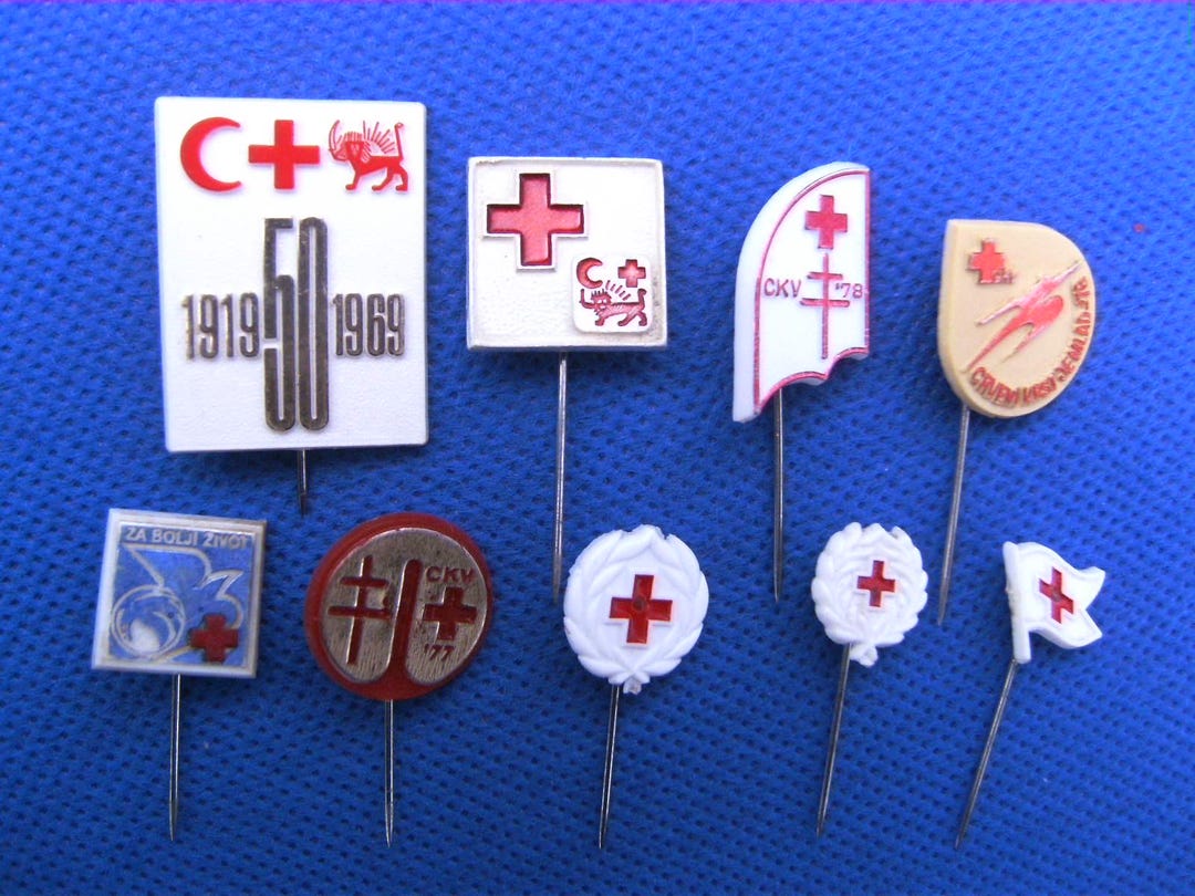 Red Cross Plastic Pin Badges Lot of 9 - Etsy