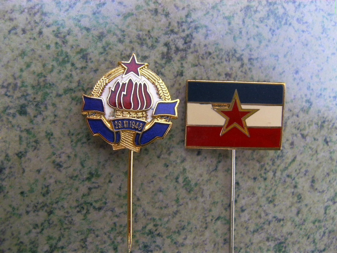Coat of Arms and Flag of SFR Yugoslavia Vintage Enamel Pin Badges - Etsy