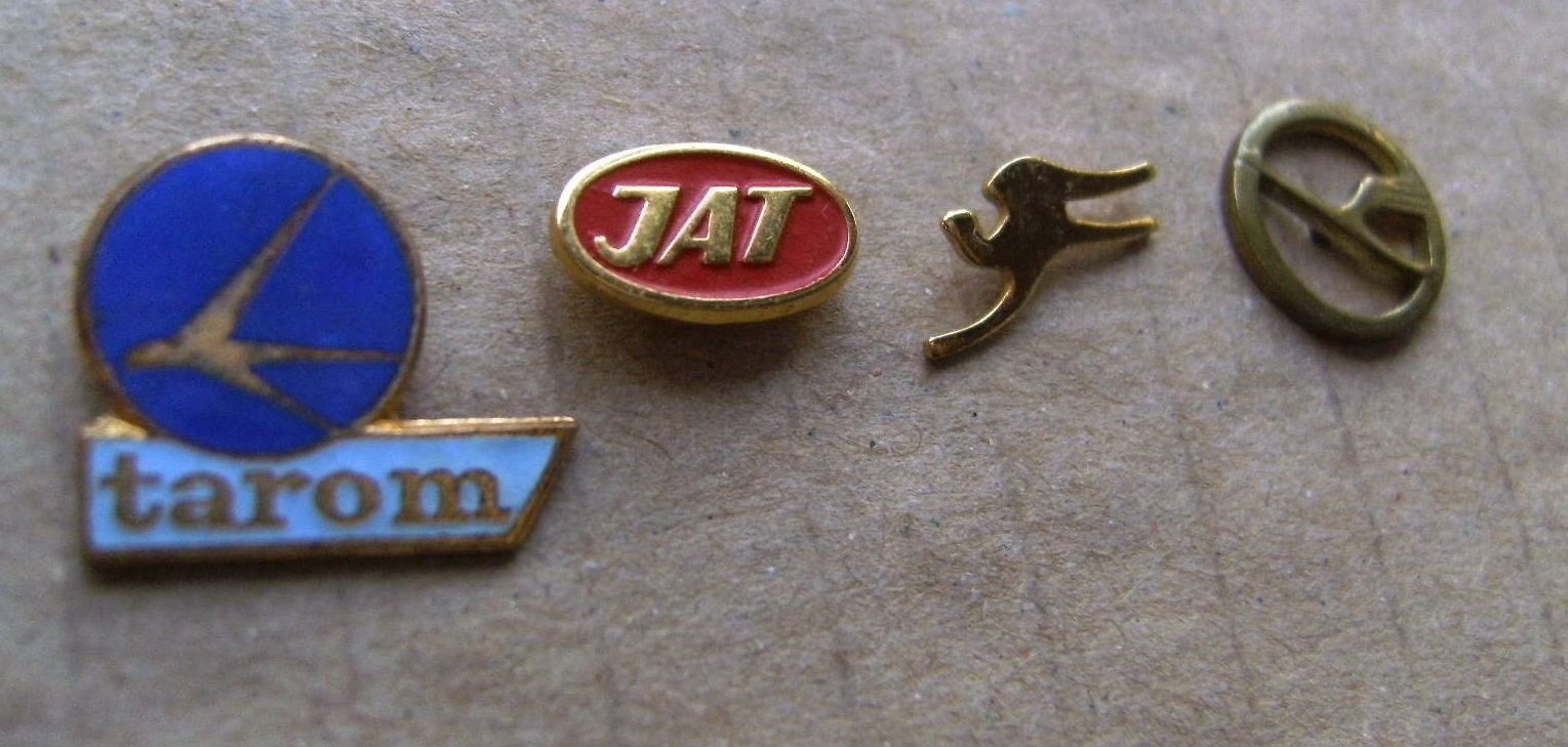 Airlines Vintage Pin Badges Lot of 4: Lufthansa, Tarom, Qantas & JAT ...