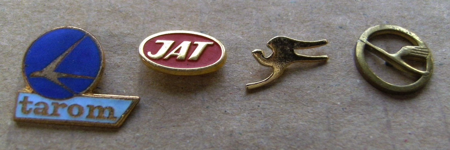 Airlines Vintage Pin Badges Lot of 4: Lufthansa, Tarom, Qantas & JAT ...