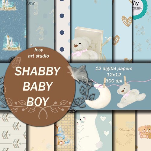 It's a Boy Digital Paper Stars Scrapbook Papers Stripes - Etsy