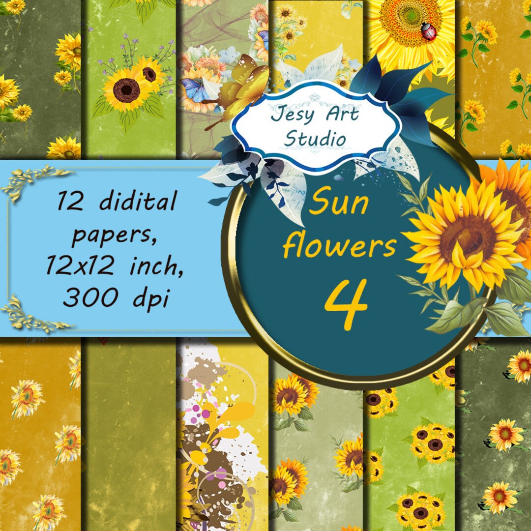 Pastel Sunflowers Digital Paper Pack Floral Digital Paper - Etsy