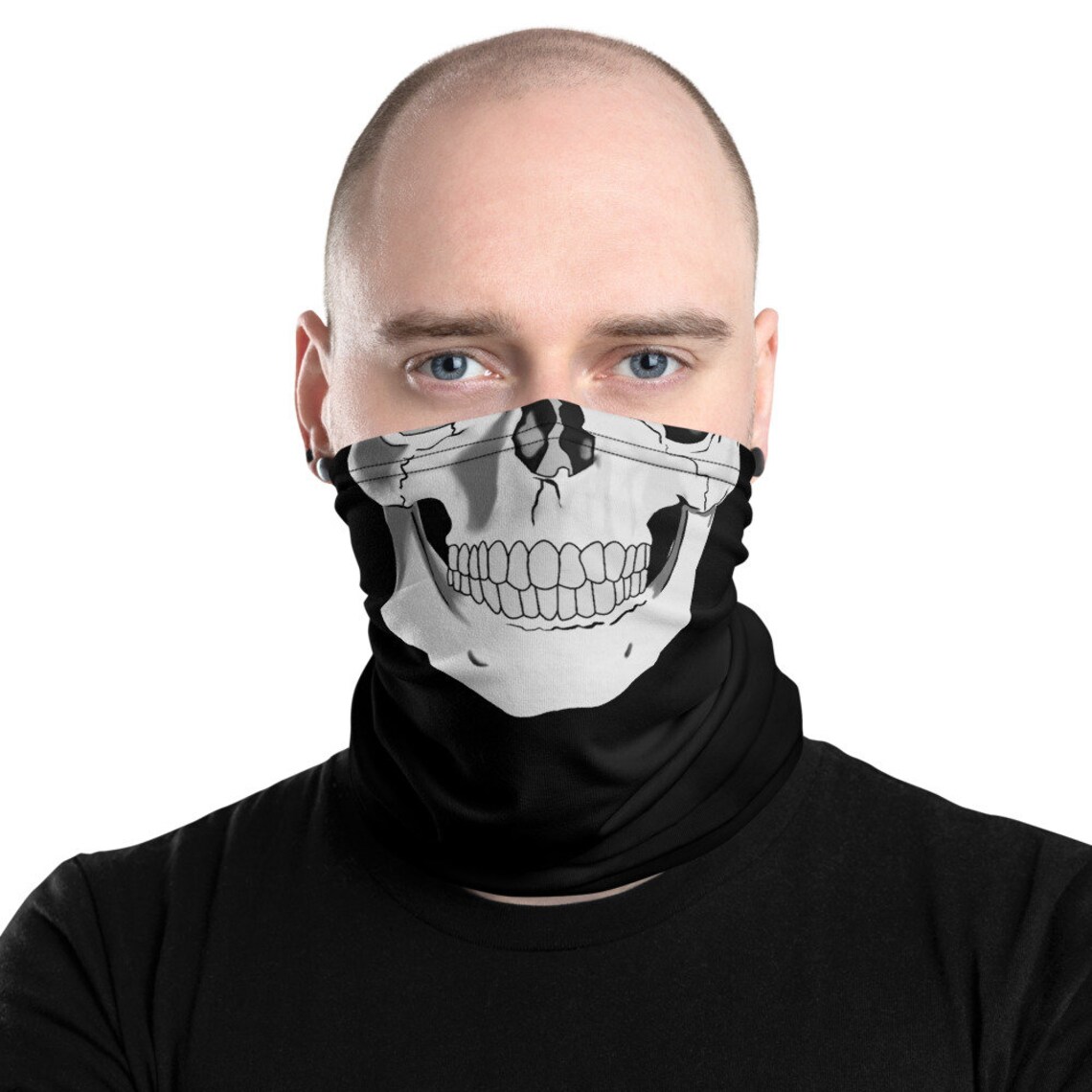 Skull Skeleton Bone Teeth Scary Face Mask Neck Gaiter Scarf Head Band ...
