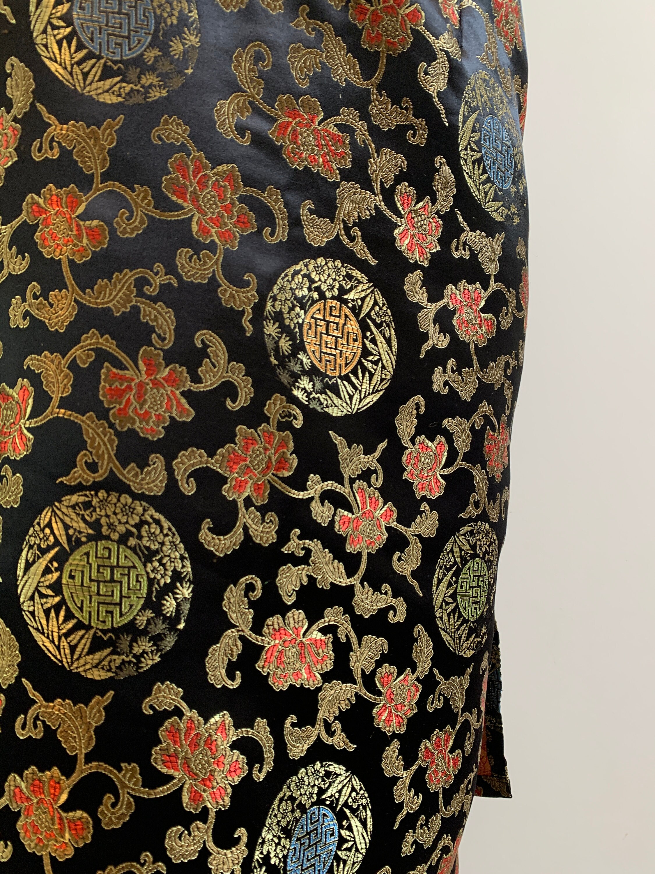 Chinese Cheongsam Qipao Black Gold Oriental Satin Brocade - Etsy