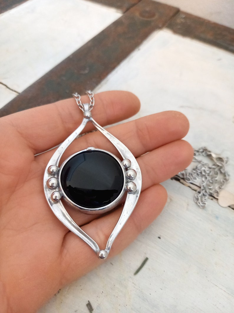 Black Pendant eye Pendant Long Chain Necklace Pendant - Etsy