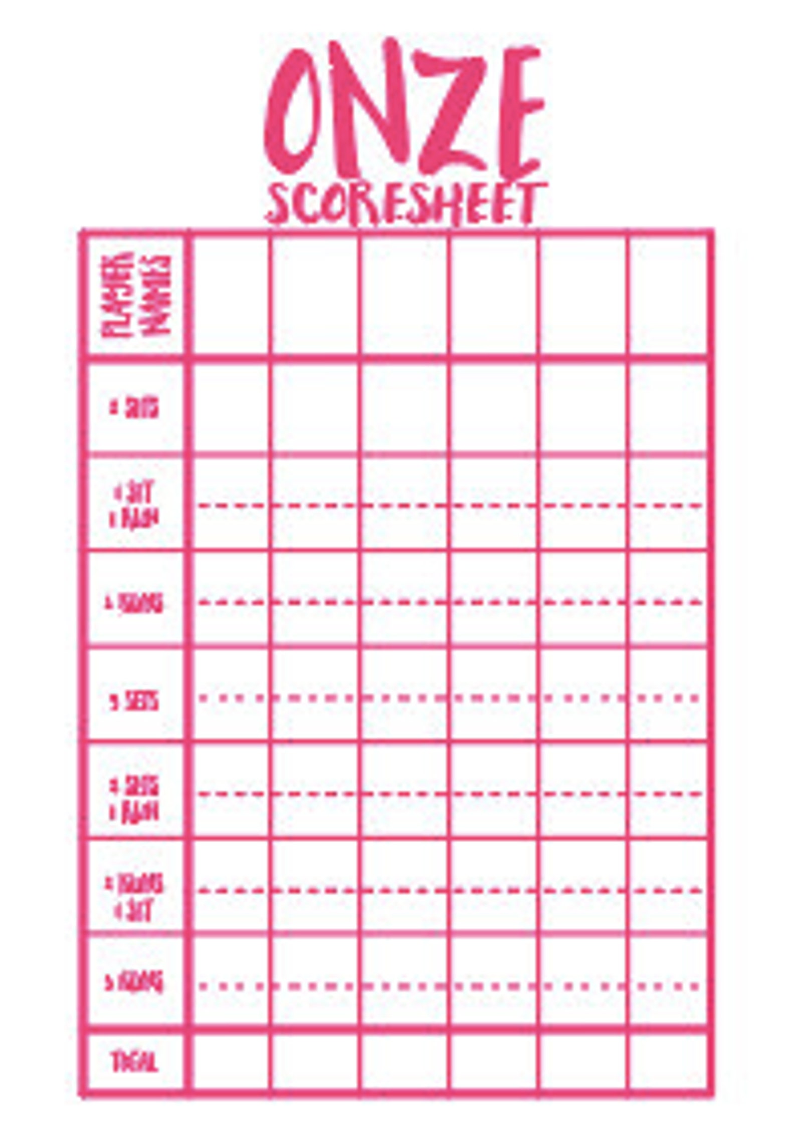 Printable Digital Download: ONZE Card Game Scorecard in Two Sizes BONUS ...