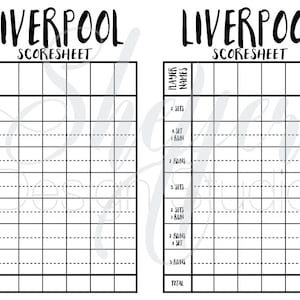 Printable Digital Download: LIVERPOOL Card Game Scorecard in Two Sizes ...