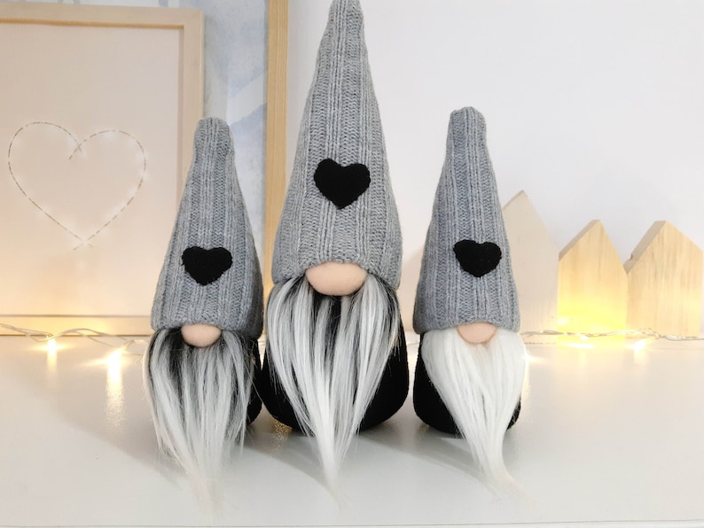 Modern Christmas Gnomes Office Desk Decor Grey & Black Gnome | Etsy