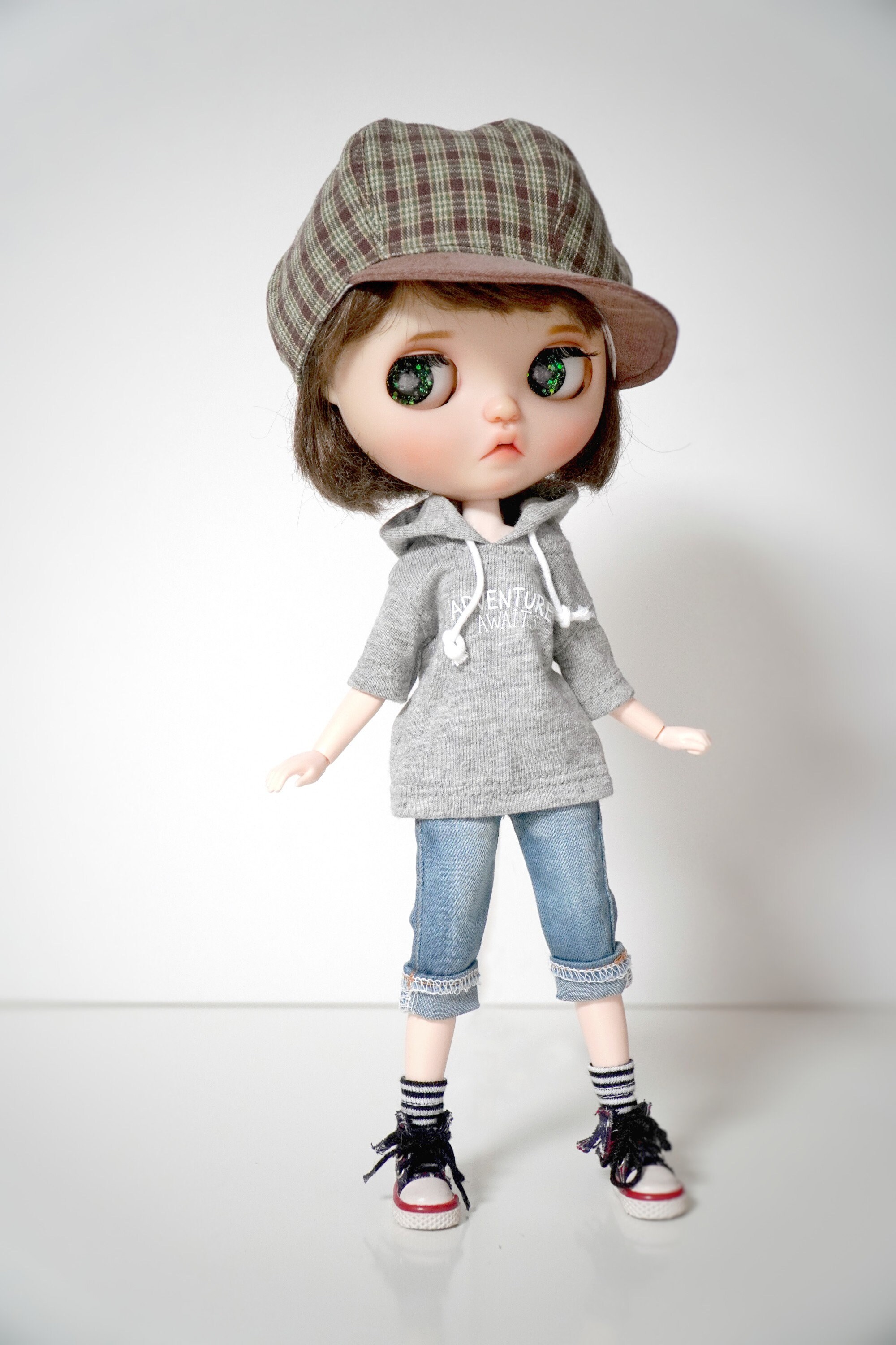 Blythe Pullip doll Clothes Adventure Gray Hoodie T-shirt | Etsy