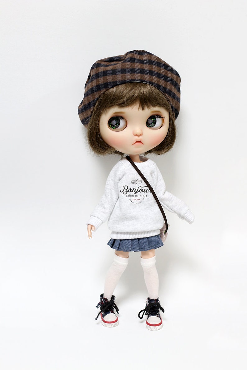 Blythe Pullip Doll Clothes Brown Checked Beret Hat - Etsy