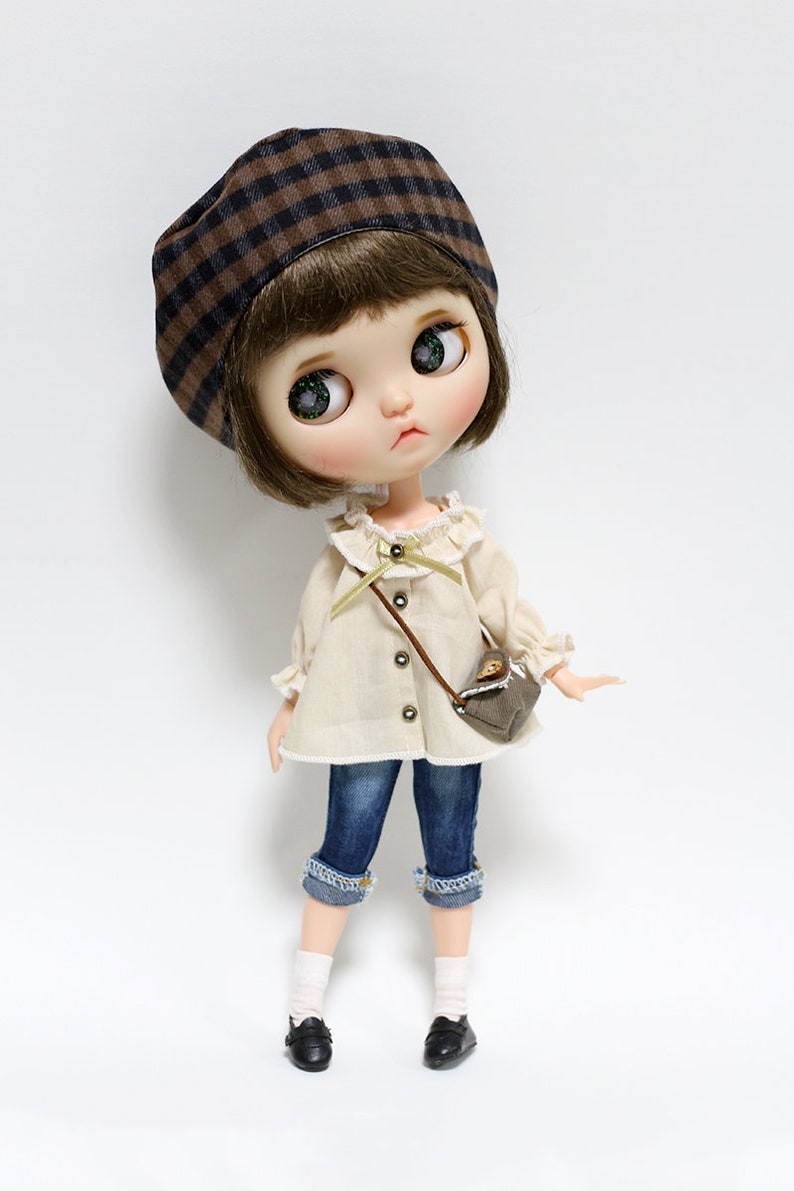 Blythe Pullip Doll Clothes Brown Checked Beret Hat - Etsy