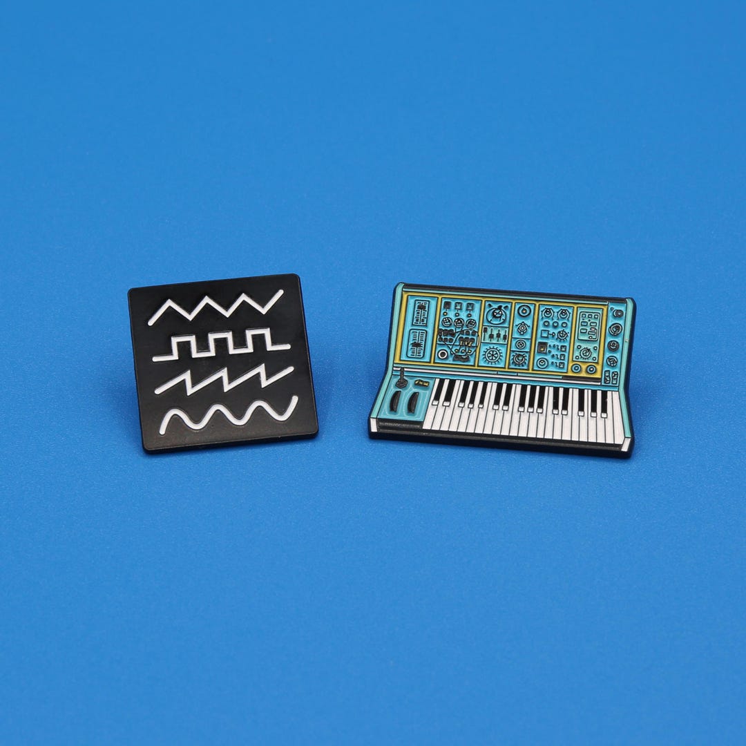 Synthesizer and Waveform Enamel Pin - Set or Individual, Button ...