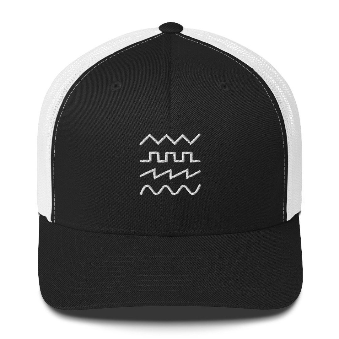 Synth Waveform Embroidered Trucker Hat Cap, Saw, Square, Triangle and ...