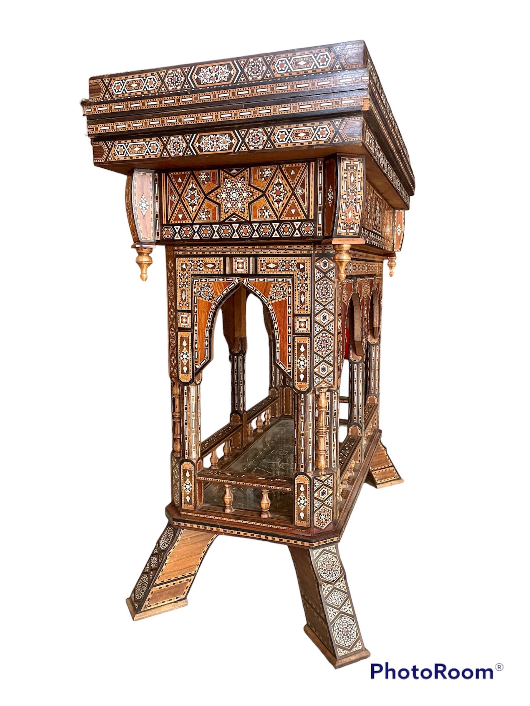 Syrian 20th Century Damascus Game Table Signed Mother of Pearl Unique ...