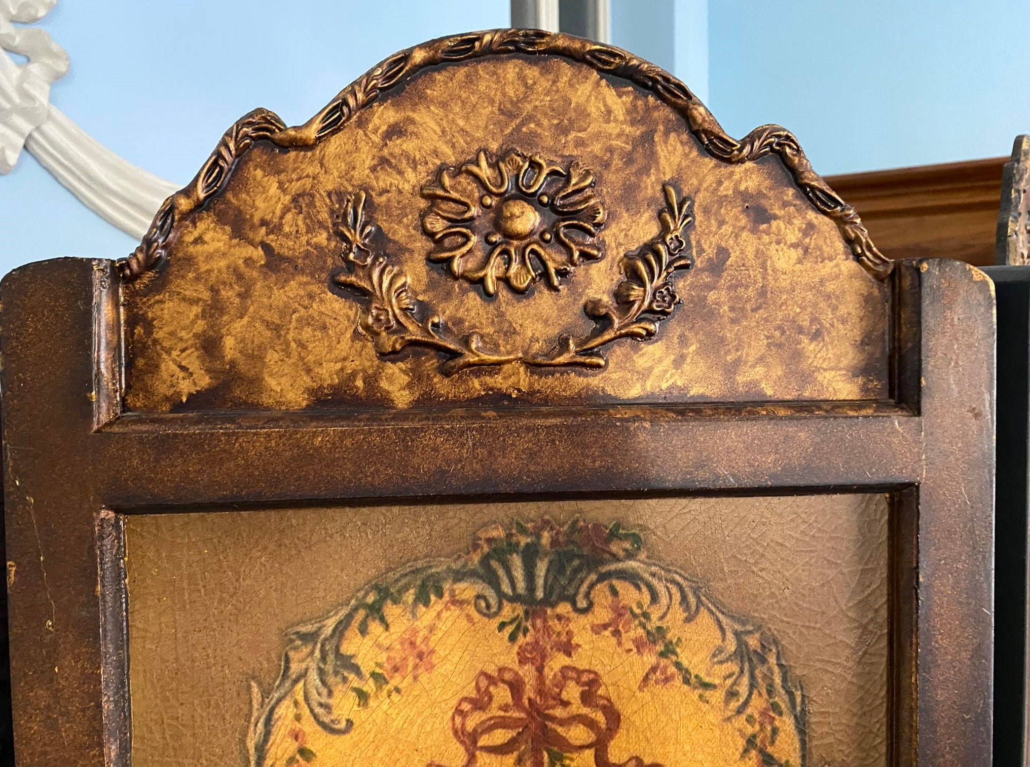 Ancient Folding Wooden Screen Painted With Bucolic Scenes - Etsy