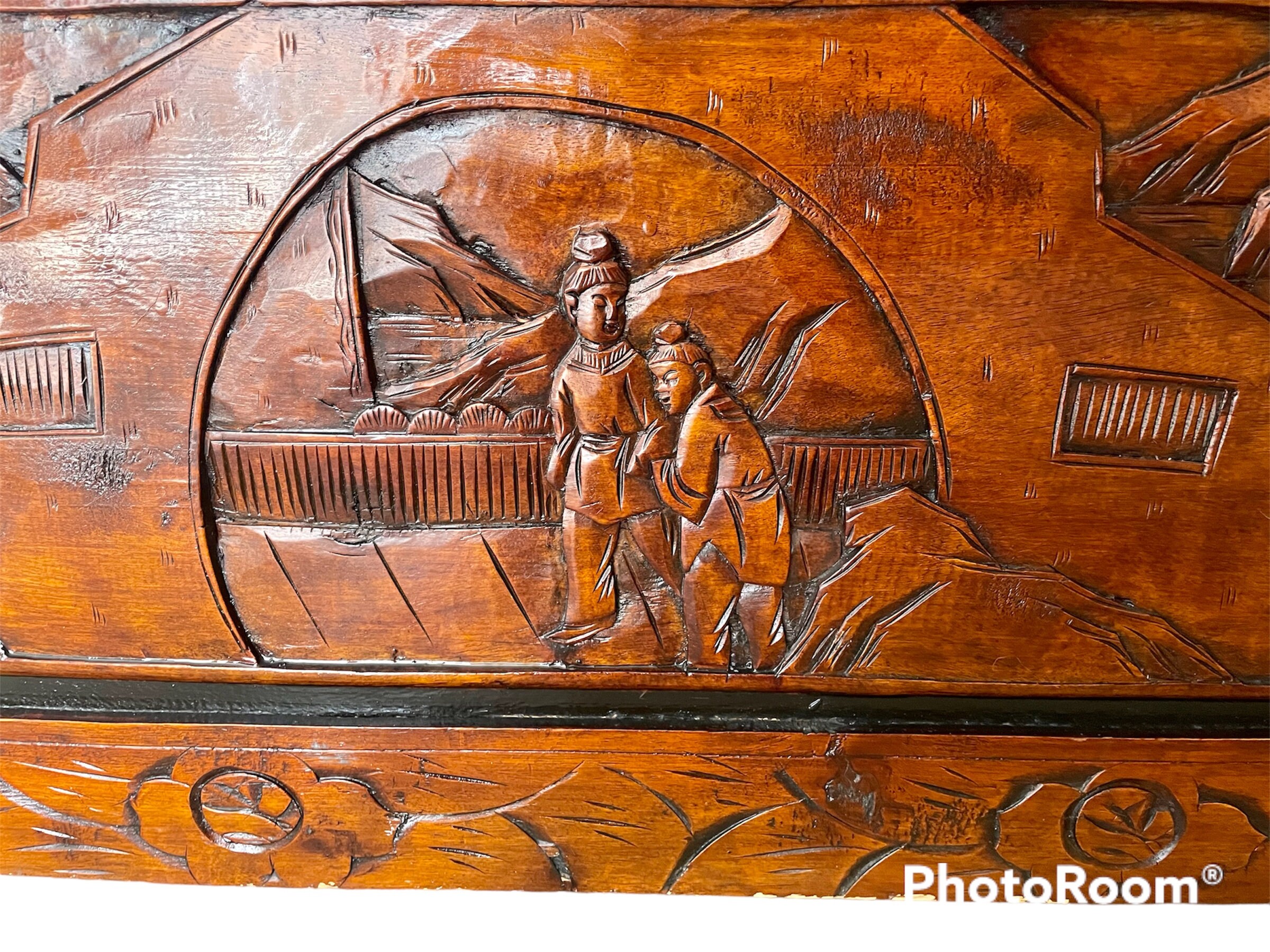 Trunk Chinese IN Wood With Landscapes & Shapes Oriental - Etsy