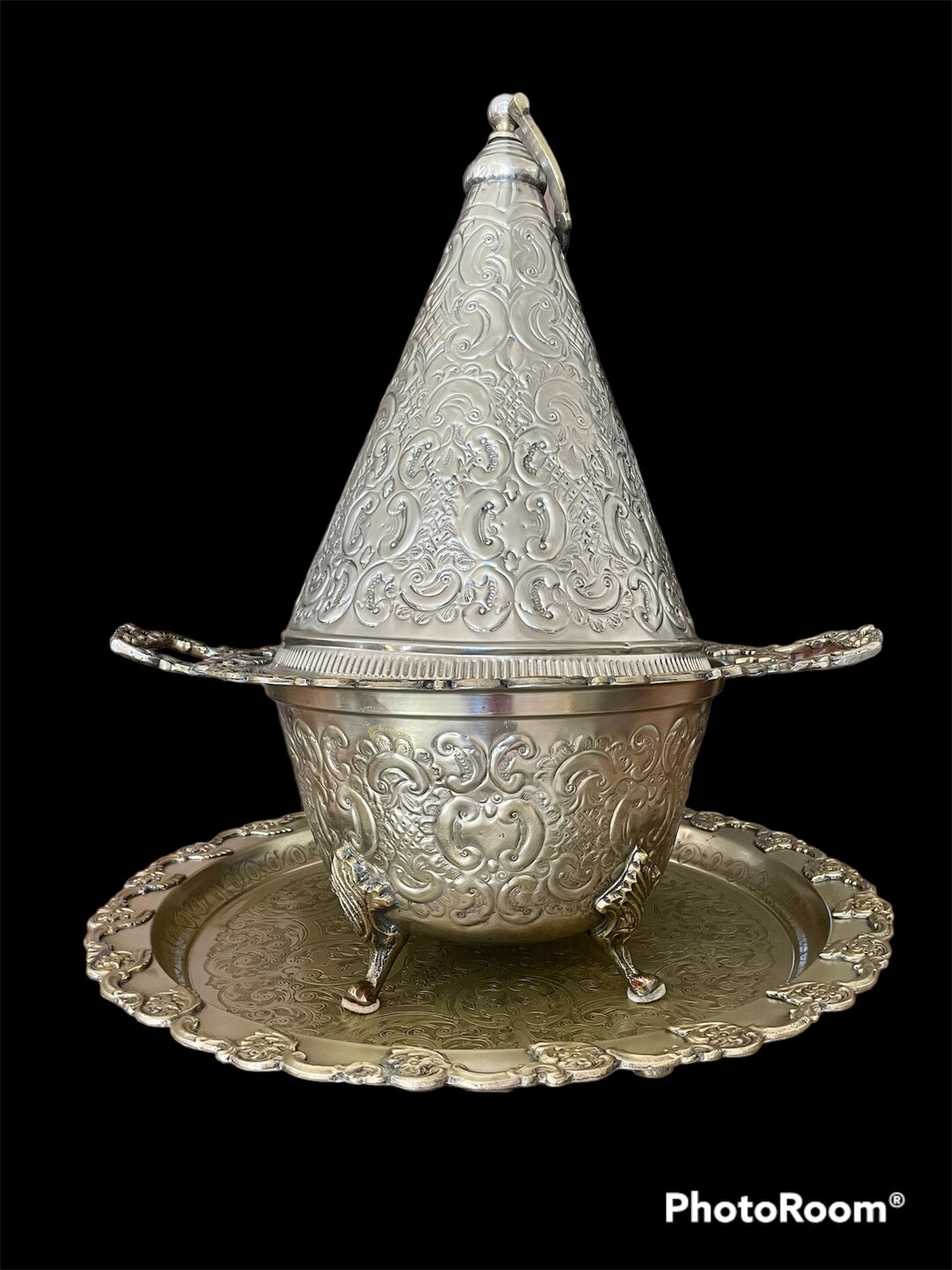Large Brazier Ceremonial Silver Arab With Tray Signed Ep. 900 - Etsy