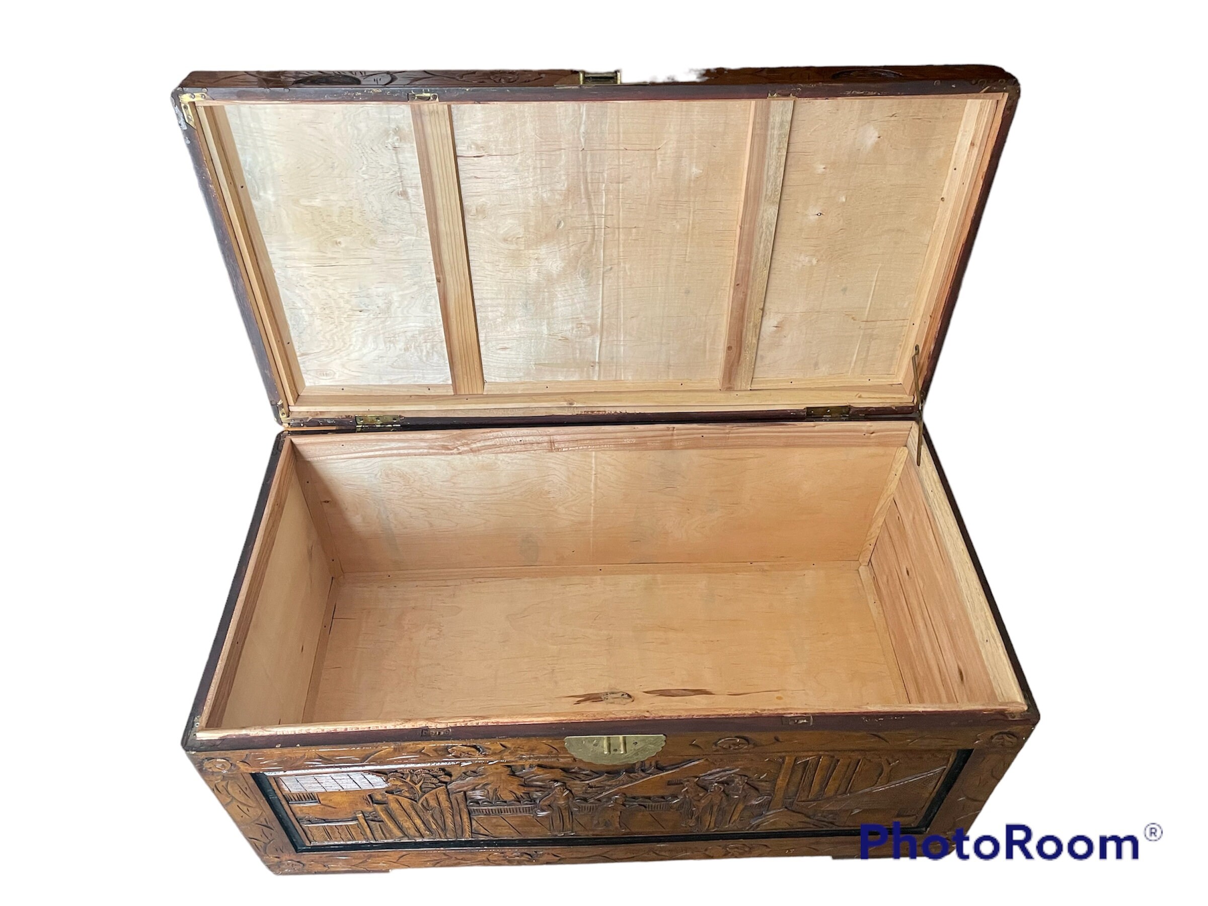 Trunk Chinese IN Wood With Landscapes & Shapes Oriental - Etsy